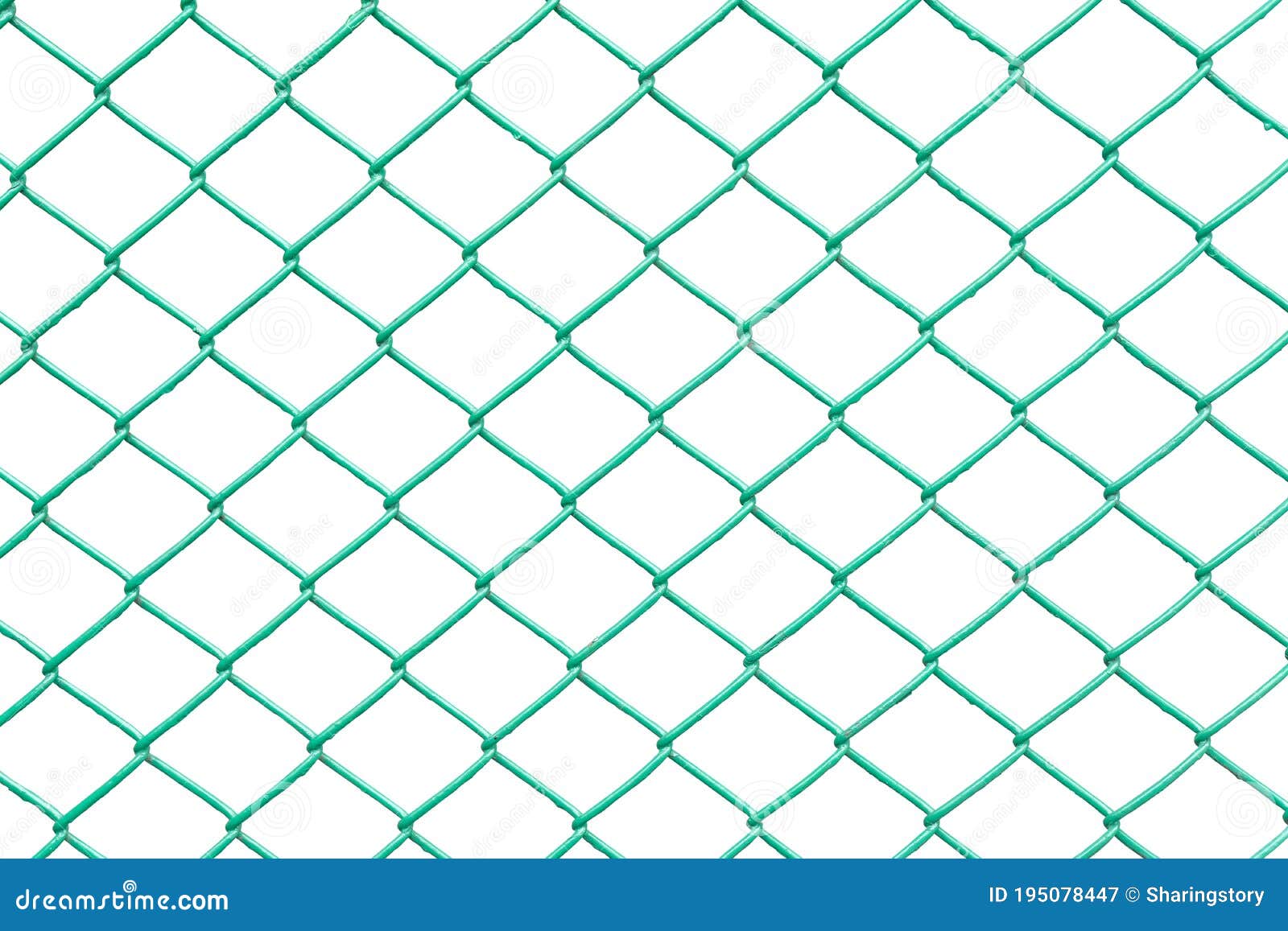 Green Chain Link Fence with White Background Stock Image - Image of ...