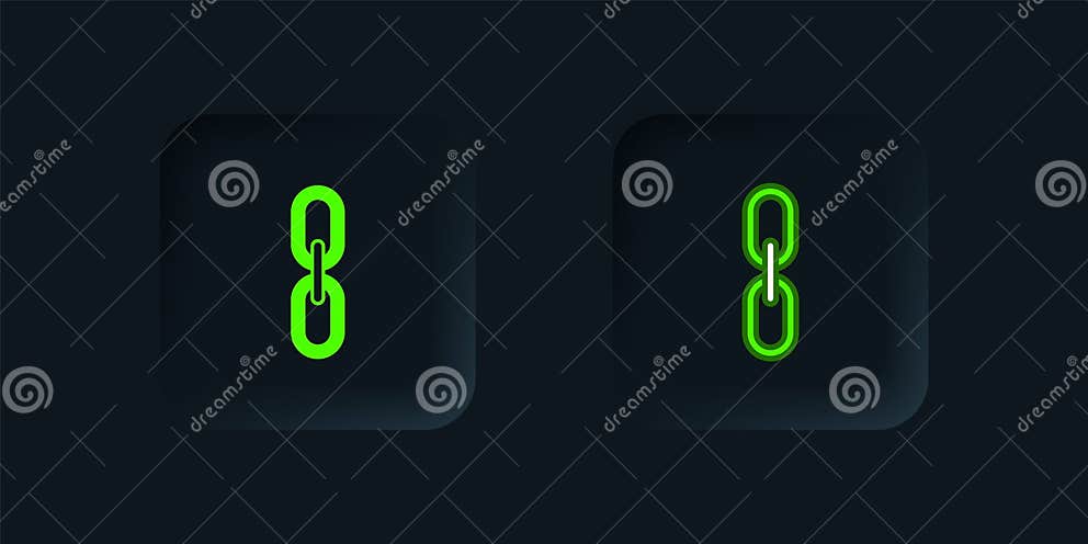 Green Chain Link Icon Isolated on Black Background. Link Single ...
