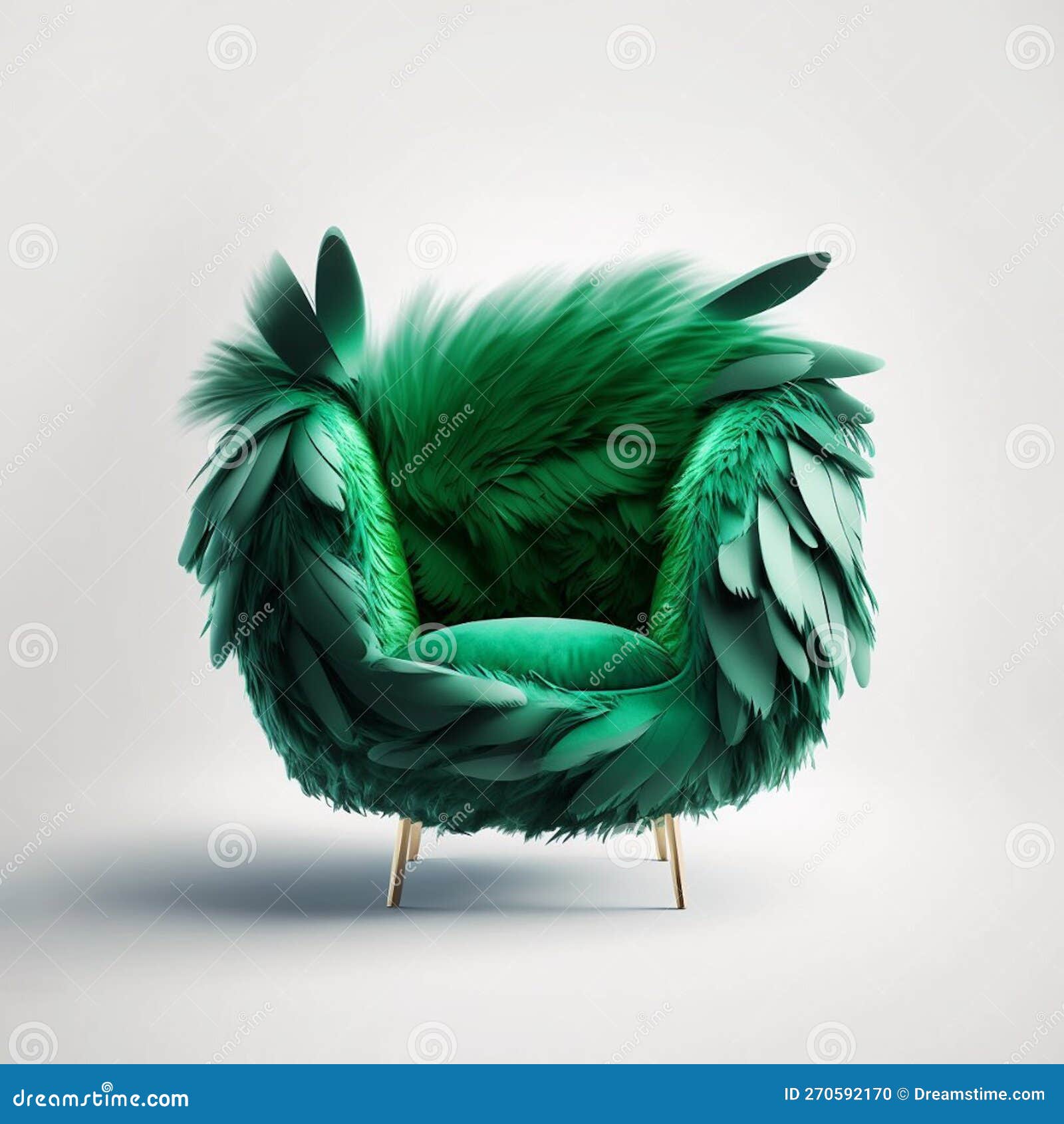A Green Chair with a Feathered Wing Design on it. Stock Illustration ...