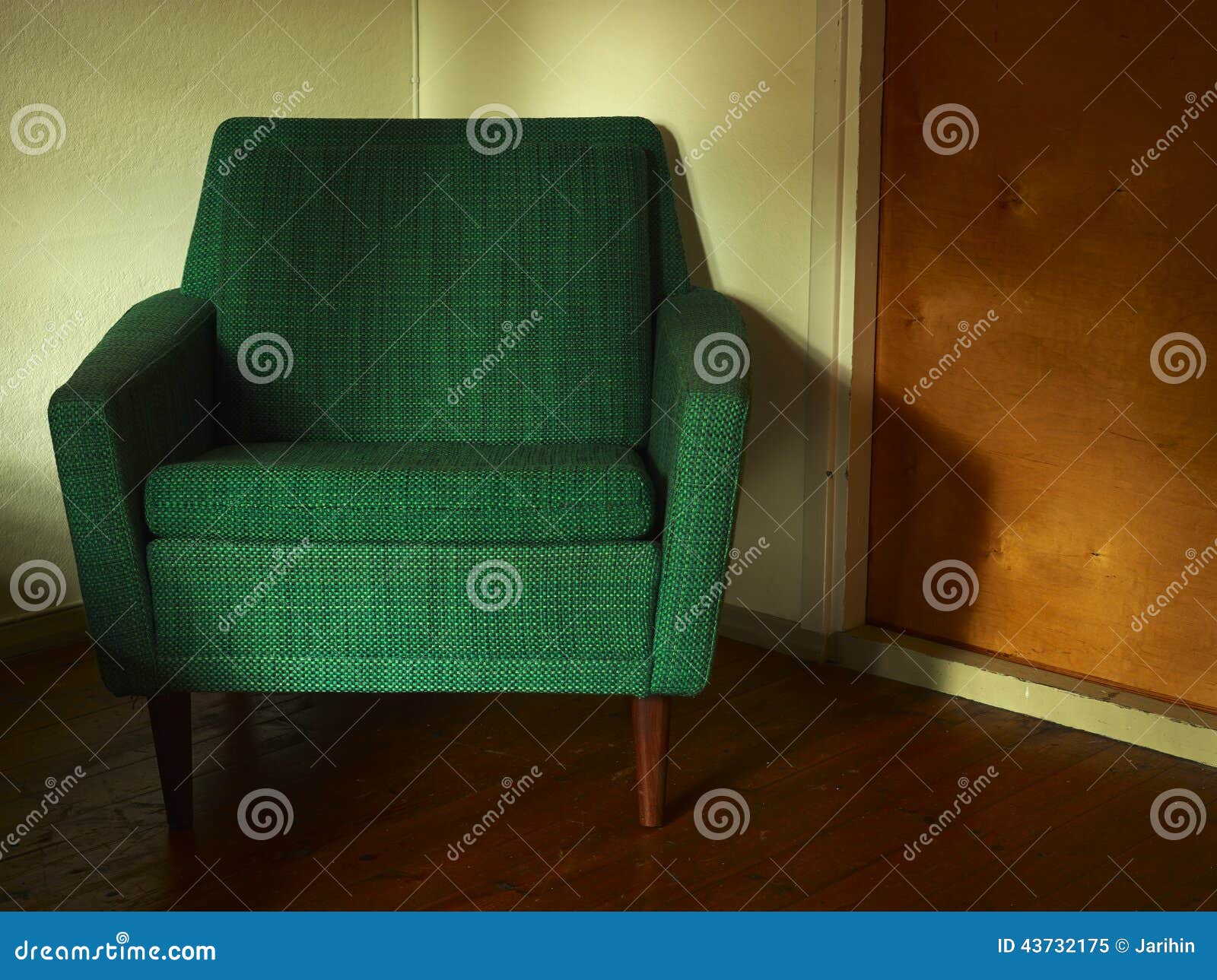 Green chair stock image. Image of door, retro, alone - 43732175