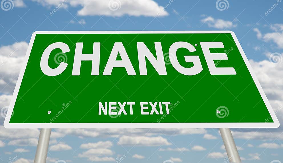 Green Change Next Exit Sign Stock Illustration - Illustration of ...