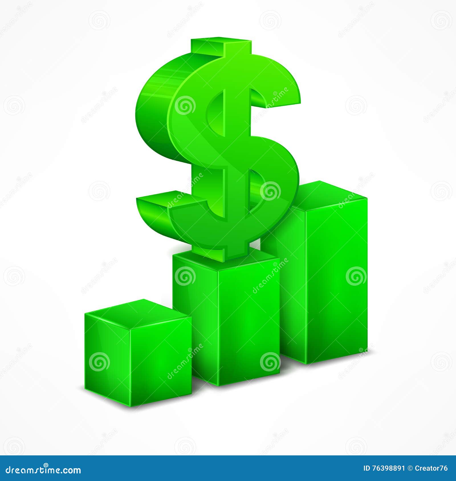 Green Chart with Dollar Sign on White Stock Vector - Illustration of ...
