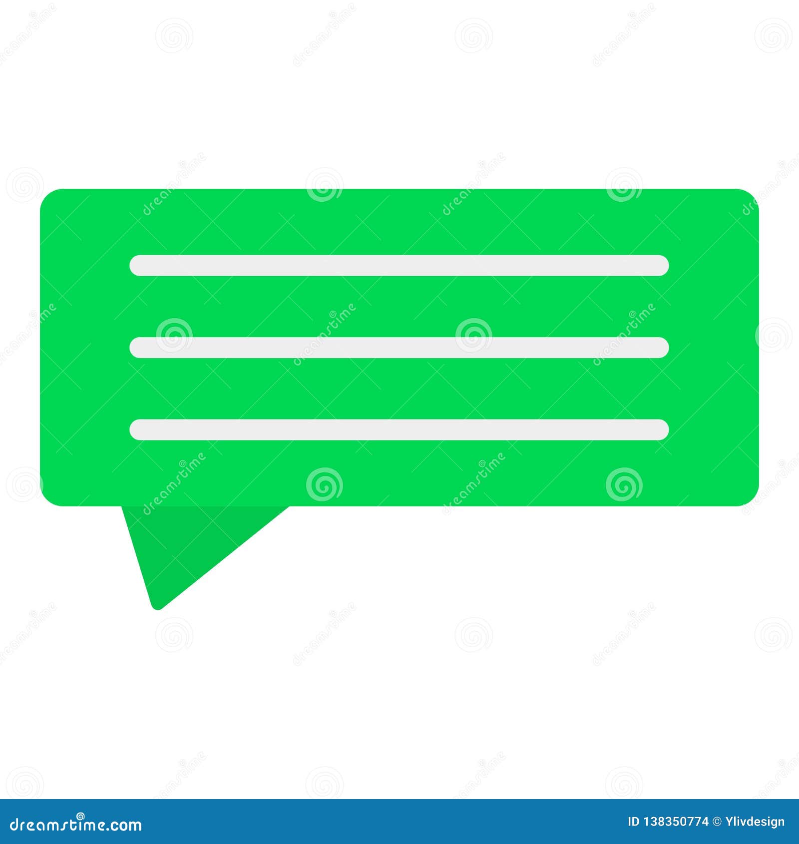 Green Chat Bubble Icon, Flat Style Stock Vector - Illustration of ...