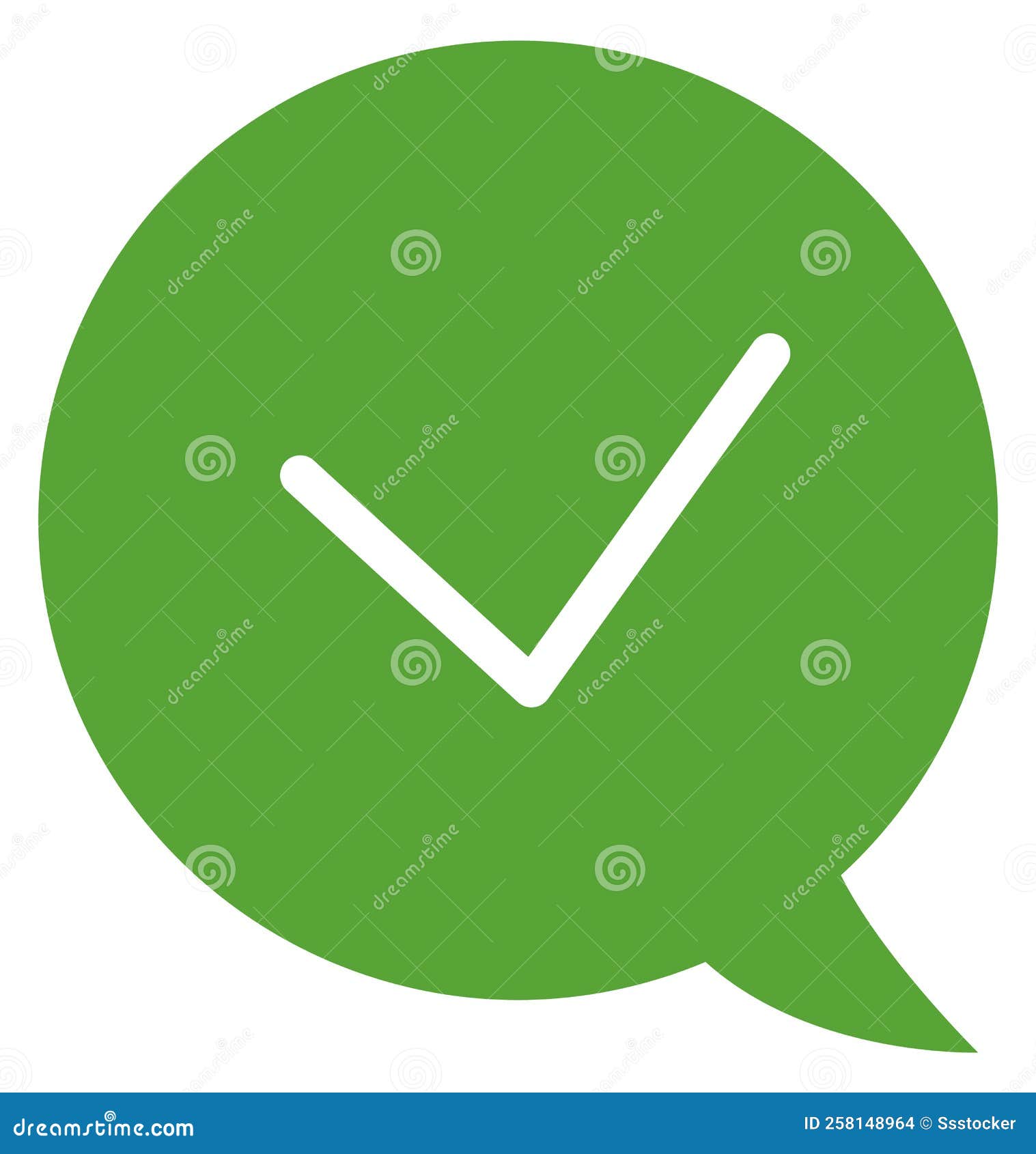 Green Chat Message with Checkmark. Ok Dialog Balloon Stock Vector ...