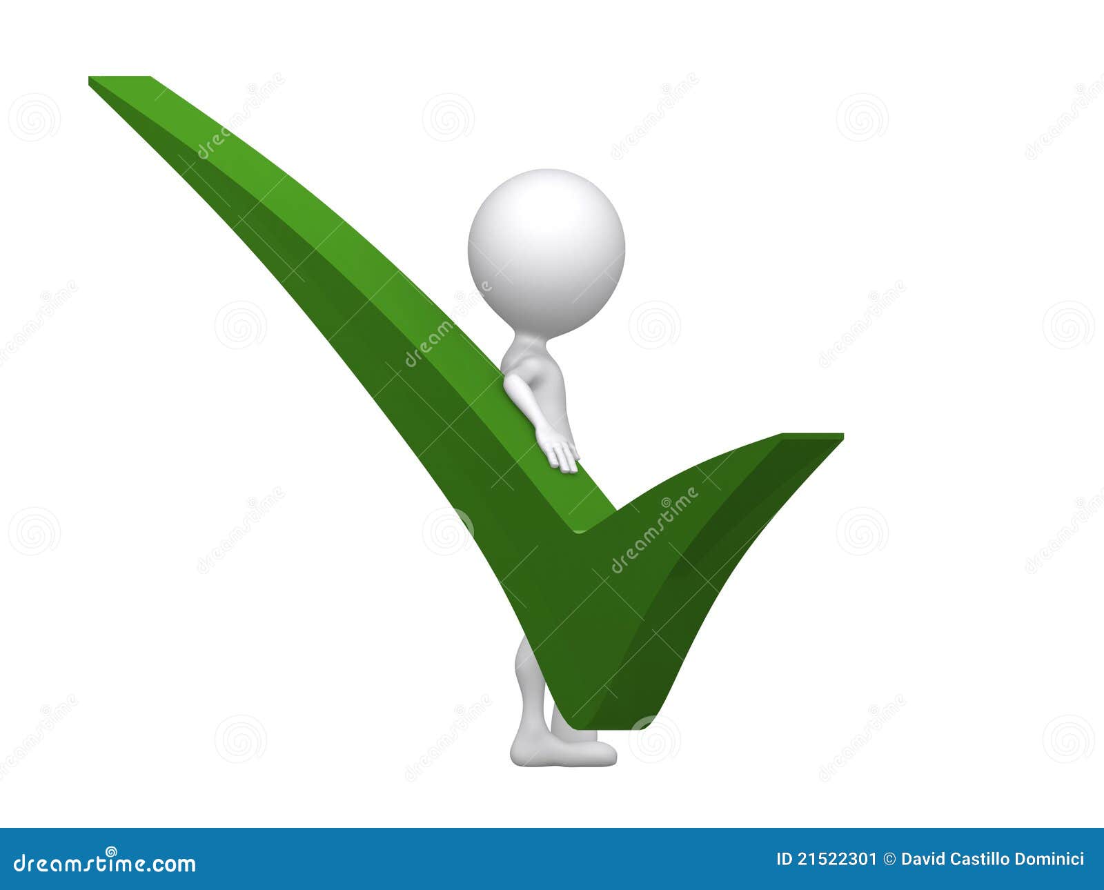 Green Check Mark with 3d Man Stock Illustration - Illustration of ...