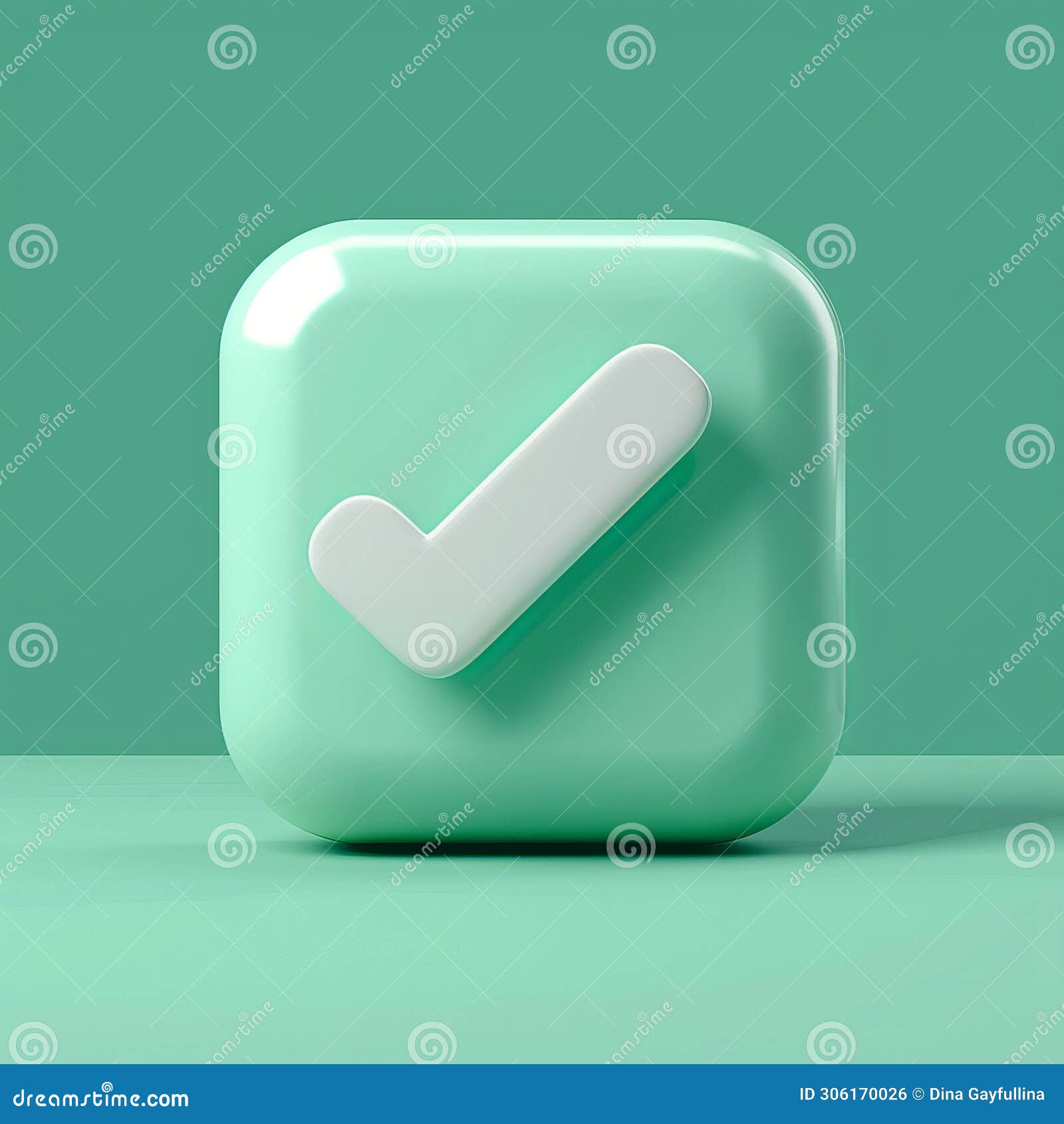 Green Check Mark Button on Turquoise Background. Stock Illustration ...