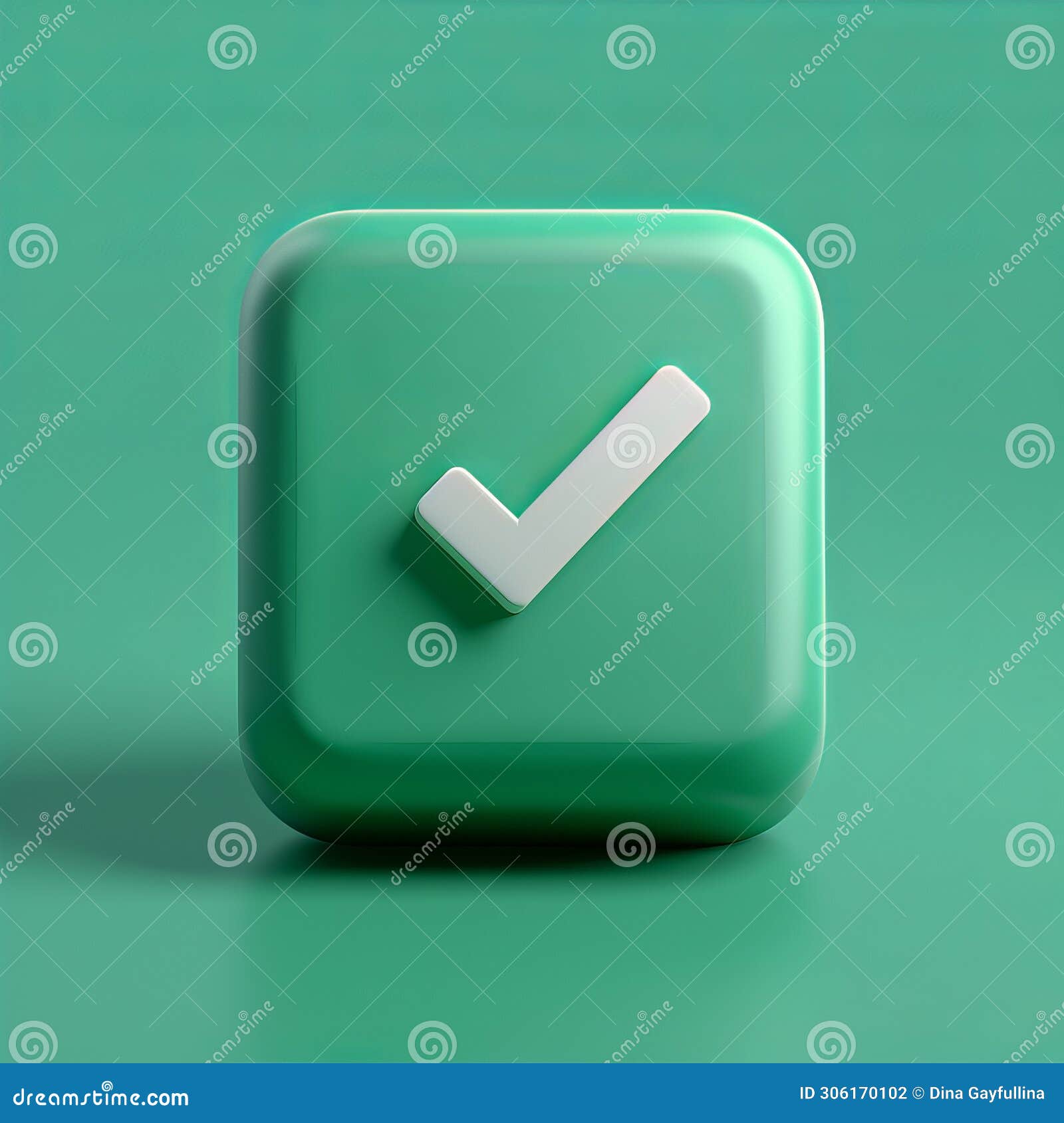 Green Check Mark Button on Turquoise Background. Stock Illustration ...