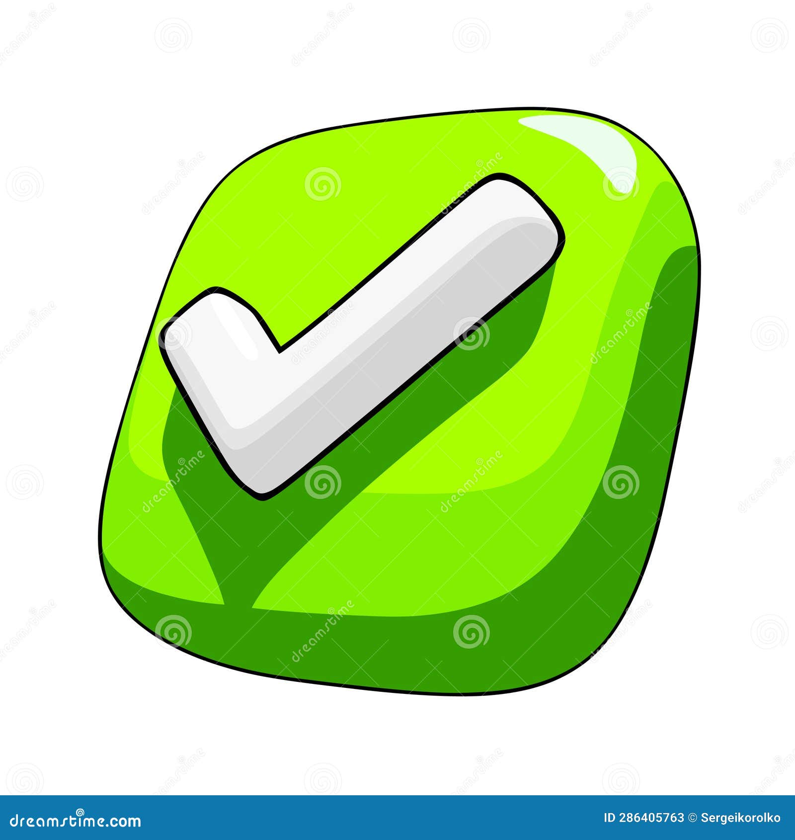 Green Check Mark Button with White Tick, Three-quarter View Stock ...