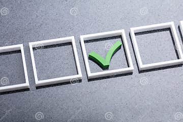 Green Check Mark in Checkbox Stock Image - Image of correct, indoors ...