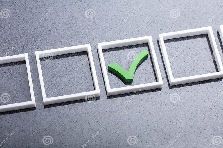 Green Check Mark in Checkbox Stock Image - Image of correct, indoors ...