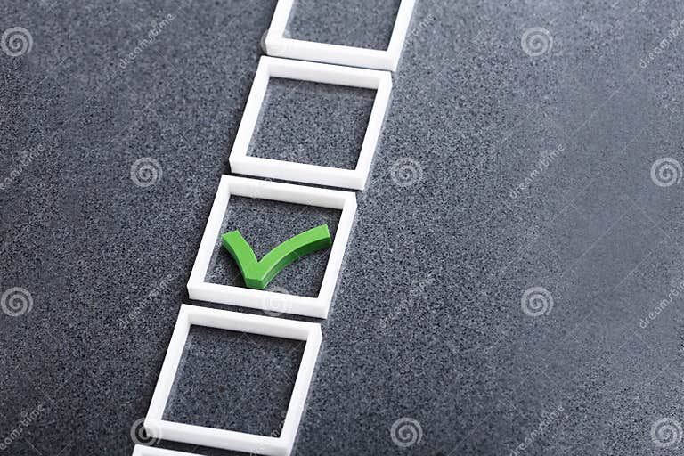 Green Check Mark in Checkbox Stock Image - Image of good, indoors ...