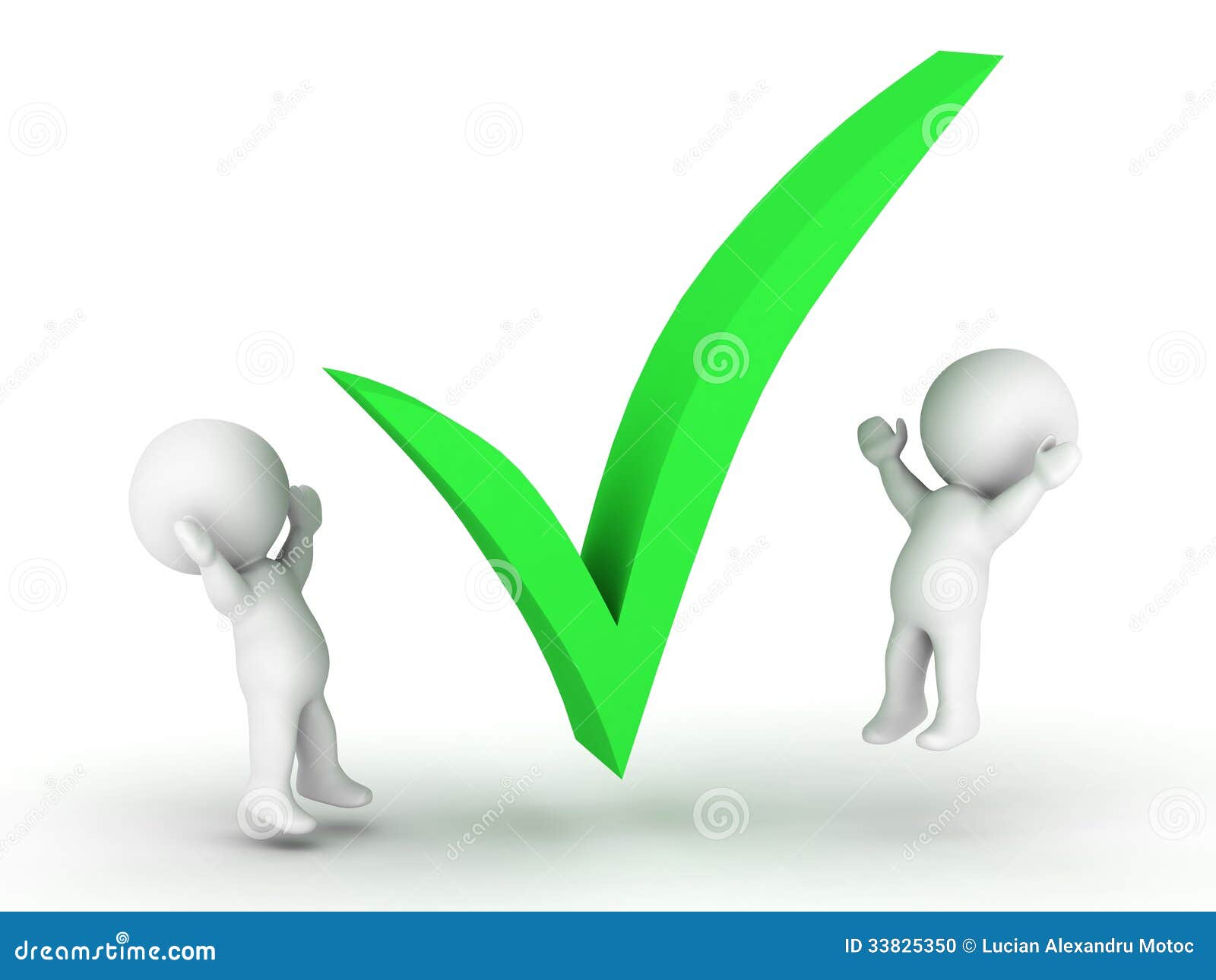 Green Check Mark and 3D Men Jumping Up Stock Illustration ...