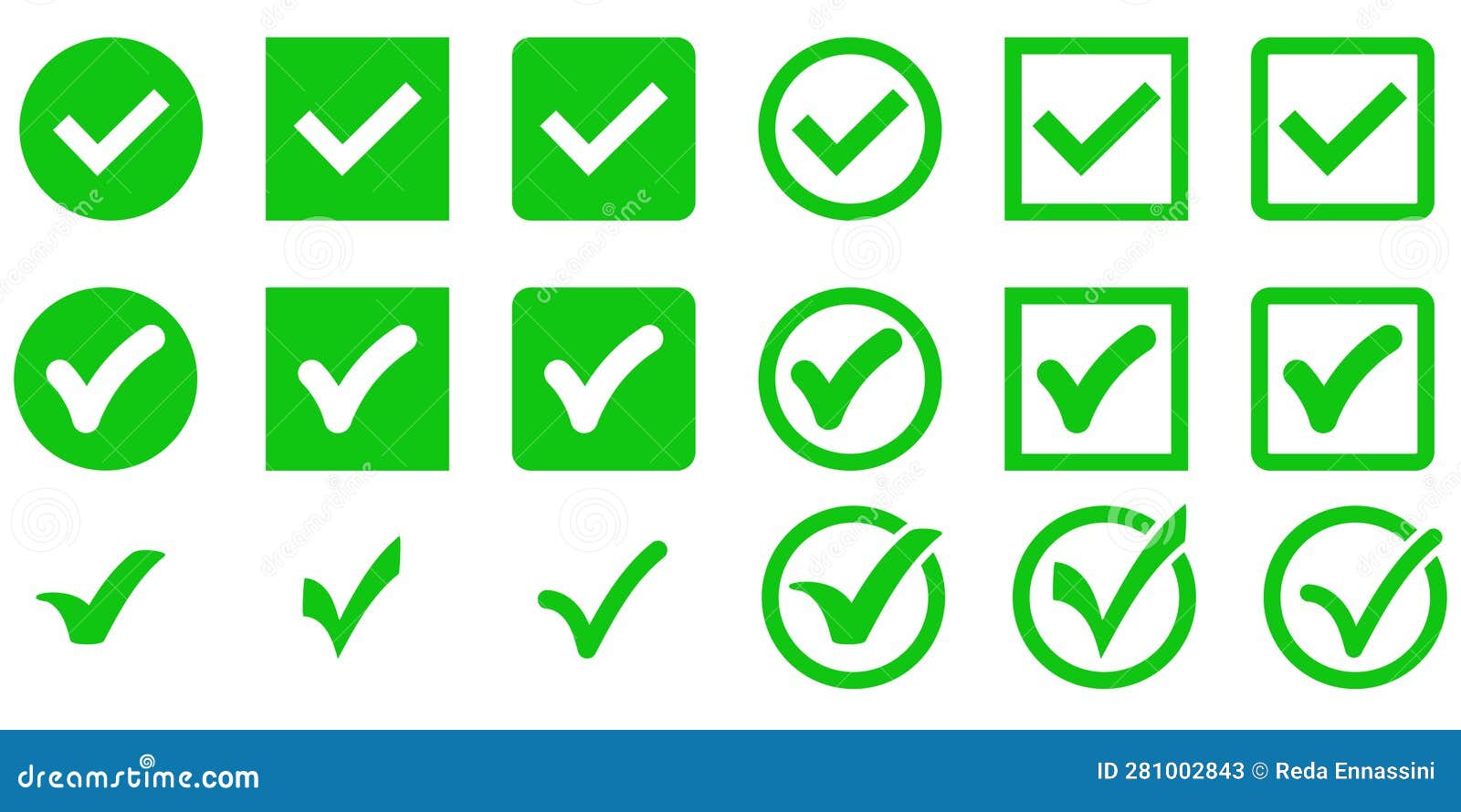 Green Check Mark Icon Set, Circle and Square Stock Vector ...