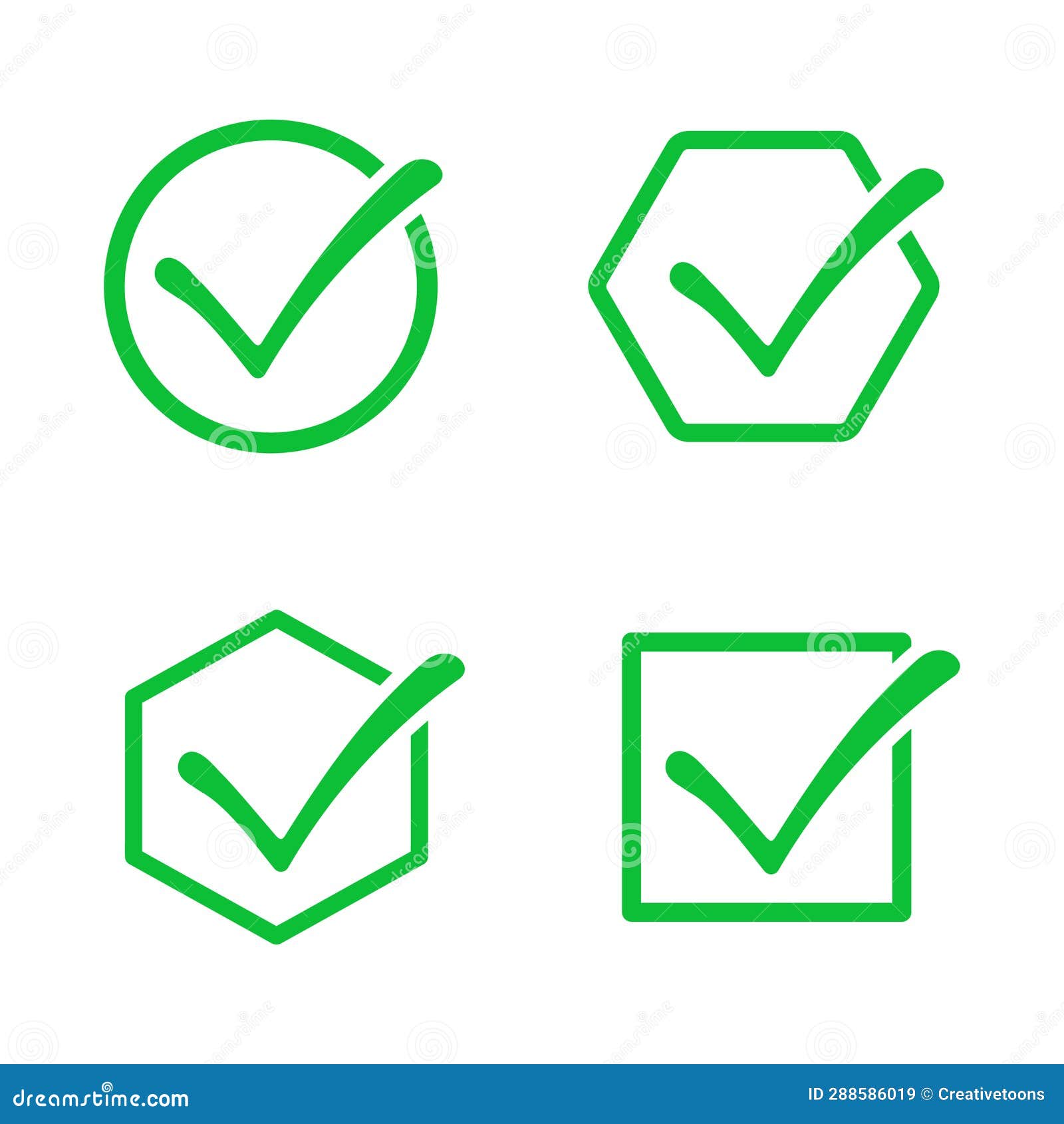 Green Check Mark Icons, Flat Style. Checkboxes for Yes, Approved ...