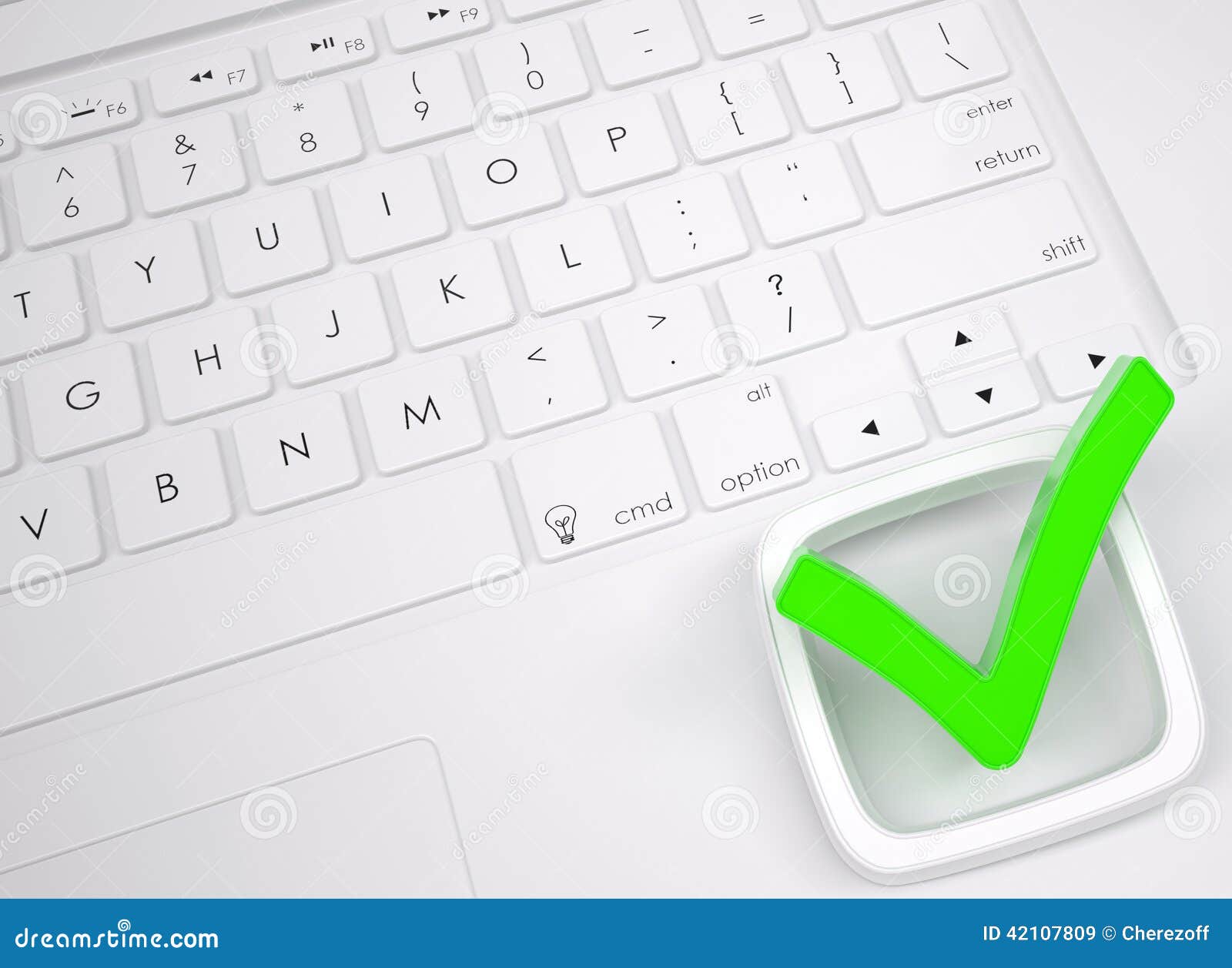 Green Check Mark on the Keyboard Stock Illustration - Illustration of ...