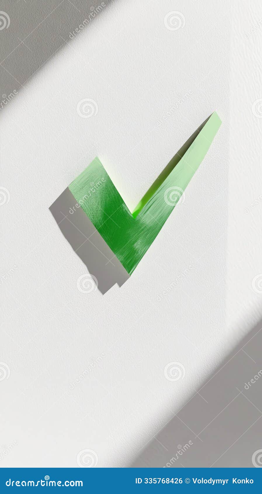 Green Check Mark on a Light Background, Minimalistic Concept Stock ...