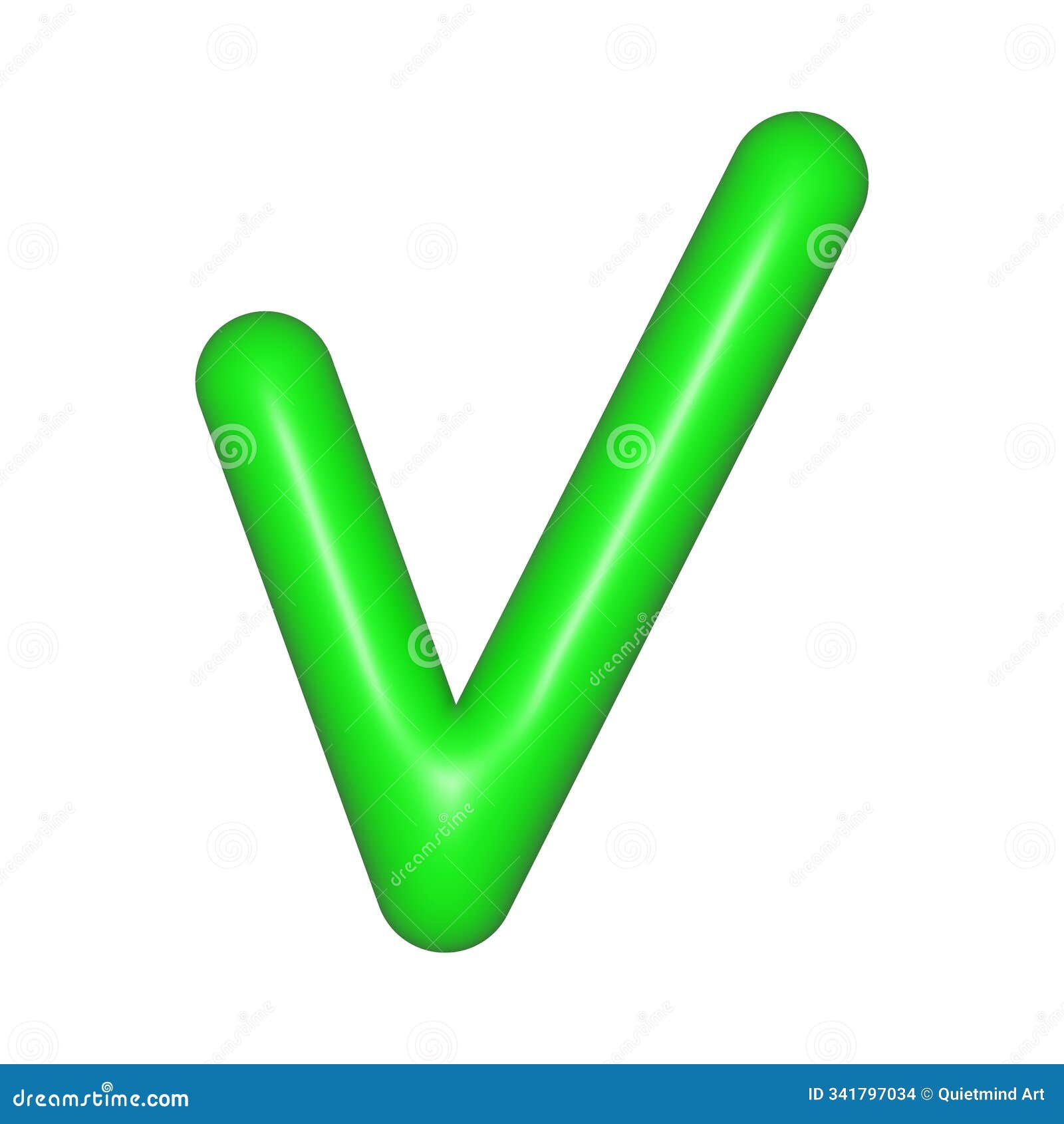 Green Check Mark Realistic 3d Plastic Shiny Icon Vector Illustration ...