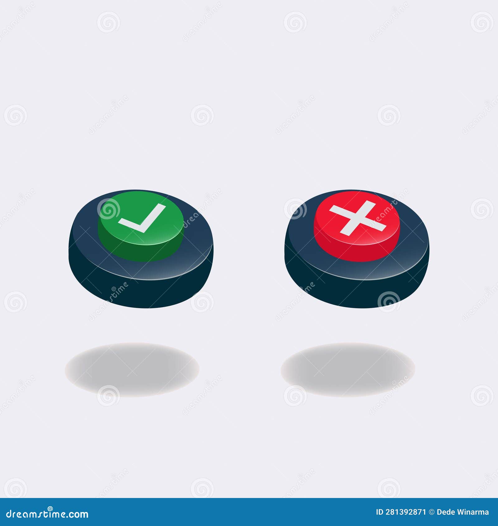 Green Check Mark and Red Cross Button Vector Illustration Stock Vector ...