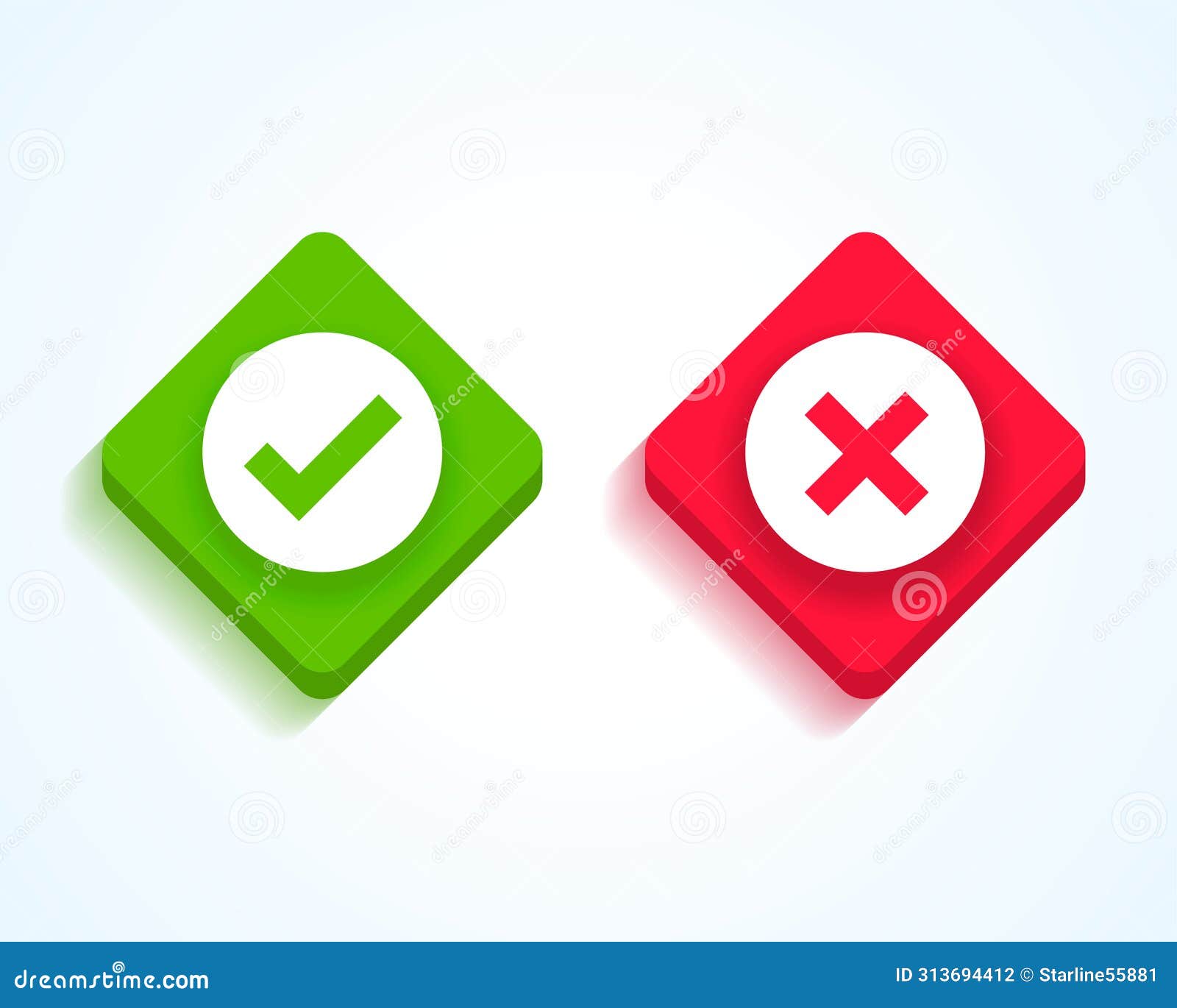 Green Check Mark and Red Cross Buttons Stock Vector - Illustration of ...