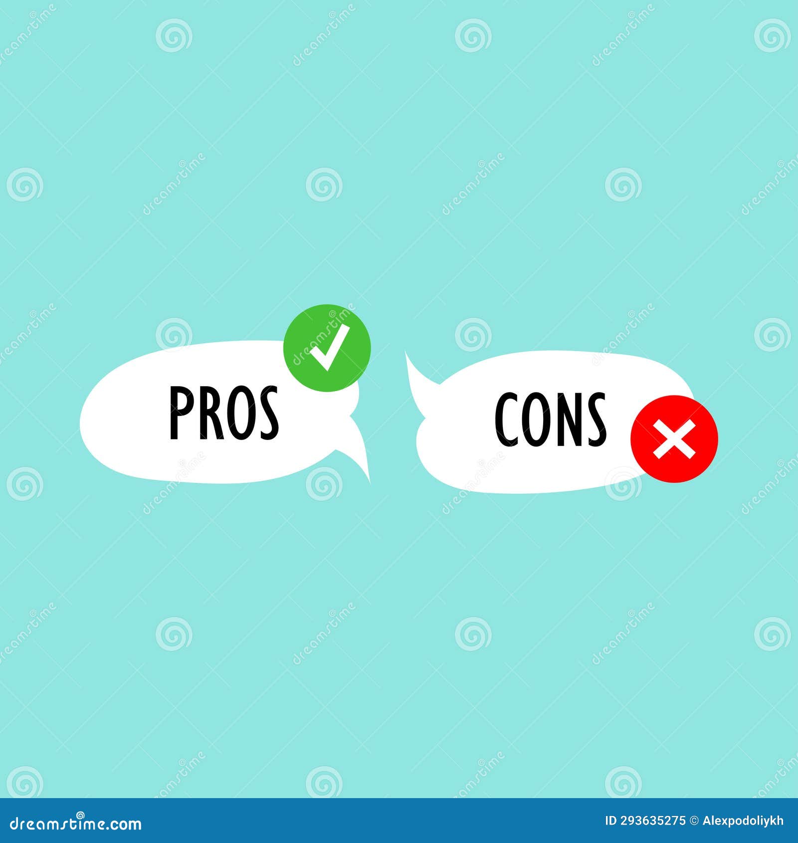Green Check Mark and Red Cross Color Element. Pros, Cons Vector Icon ...