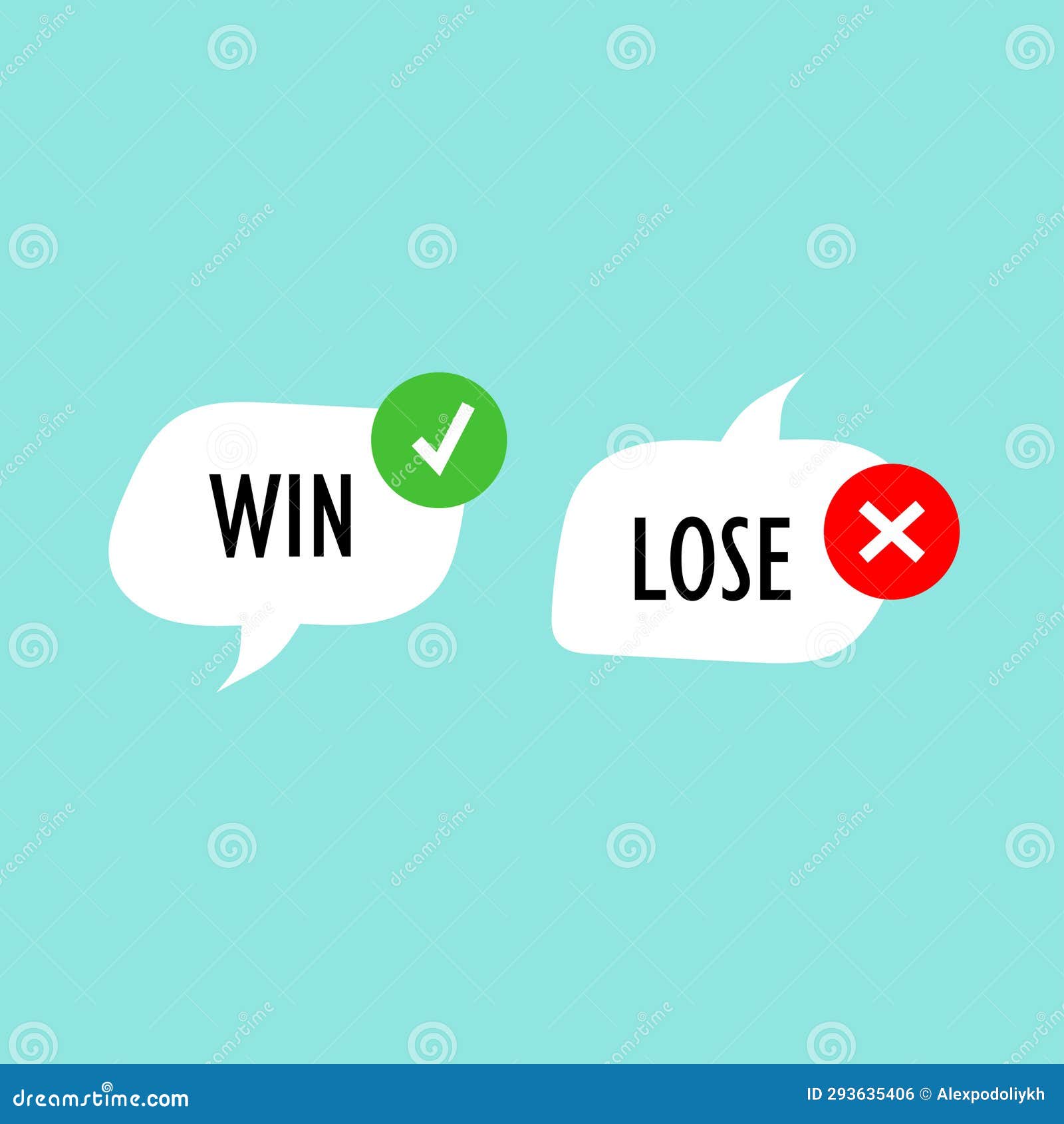 Green Check Mark and Red Cross Color Element. Win, Lose Vector Icon ...