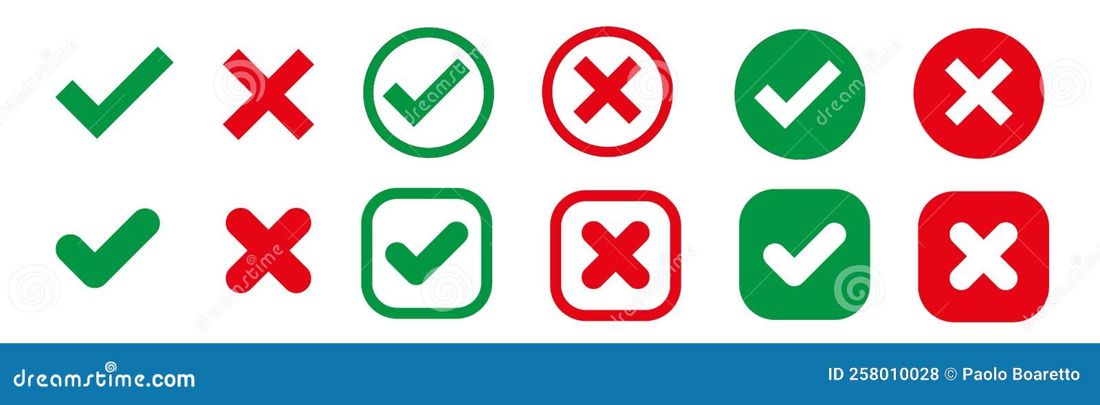 Green Check Mark, Red Cross Mark Icon Set. Isolated Tick Symbols Stock ... Green Check Mark, Red Cross Mark Icon Set. Isolated Tick Symbols Stock ...