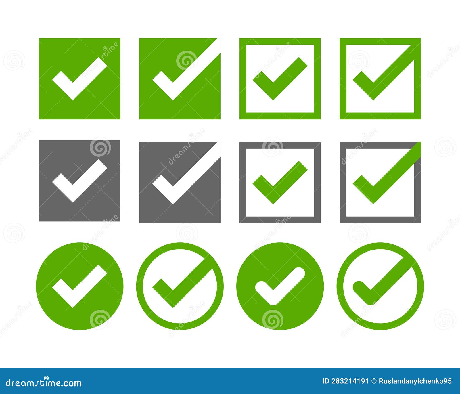 Green Check Mark Sign Vector Icon on a White Background. Check Mark ...