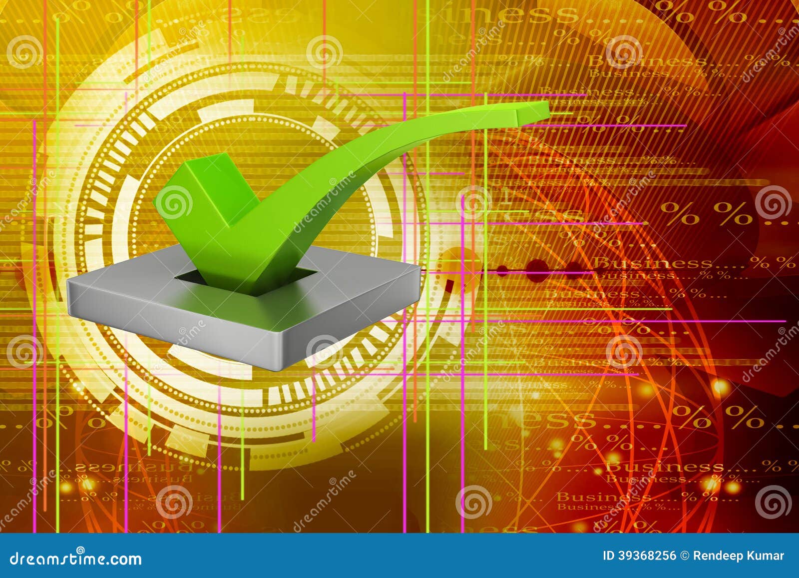 Green check mark in square stock illustration. Illustration of confirm ...