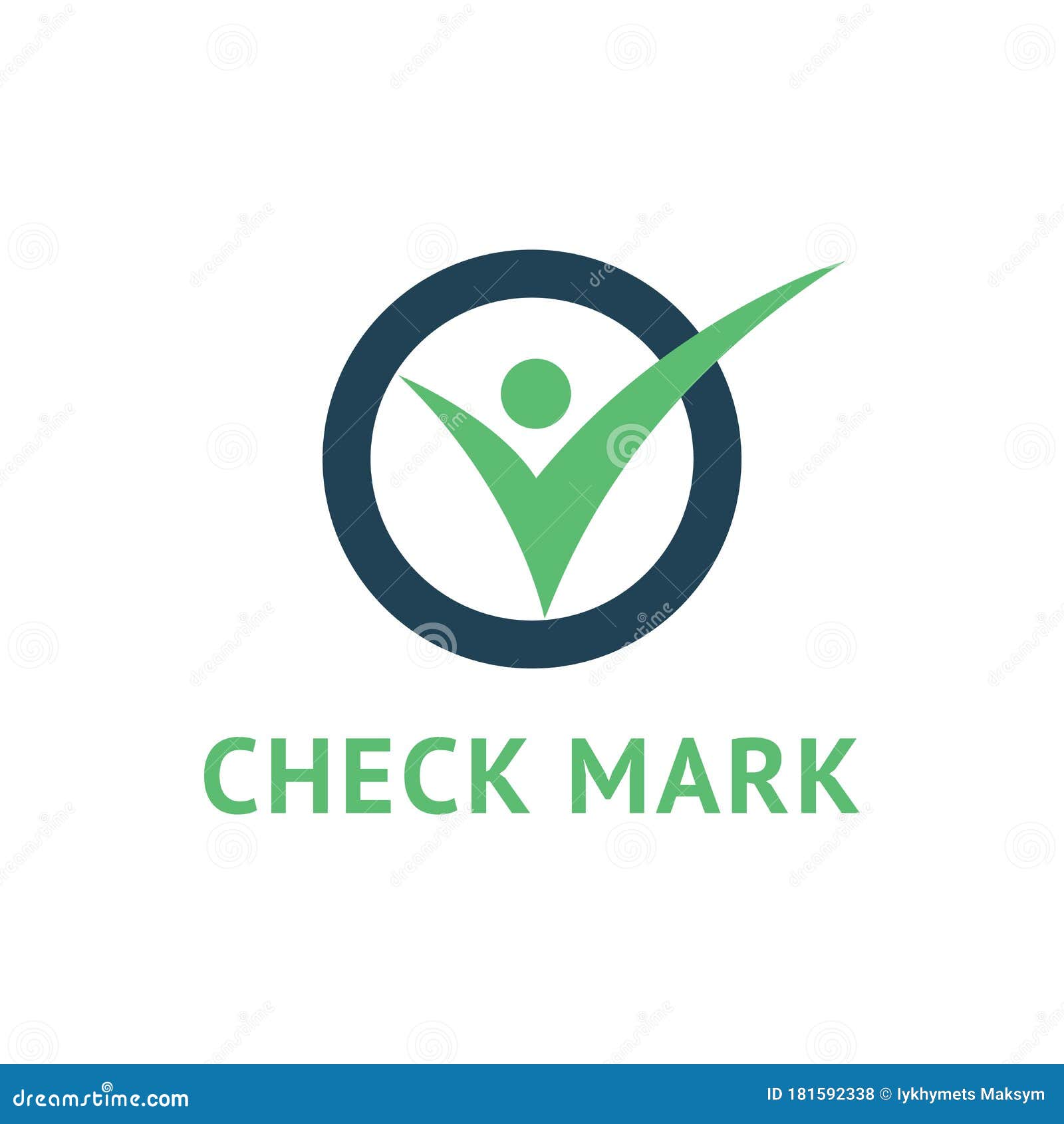 Green Check Mark on White Background in Trandy Flat Style. Stock Vector ...