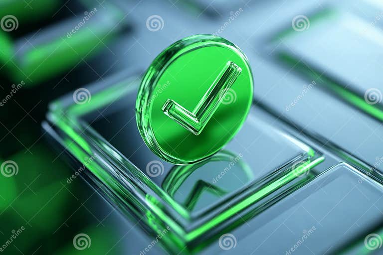 Green Checkmark in Checkbox on Digital Form Indicating Completion and ...