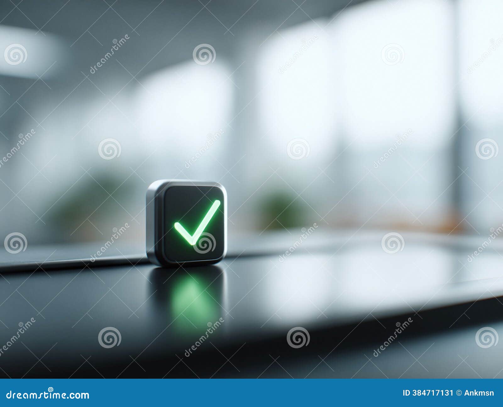 Green Checkmark Icon Glowing On A Dark Surface, Symbolizing Success ...