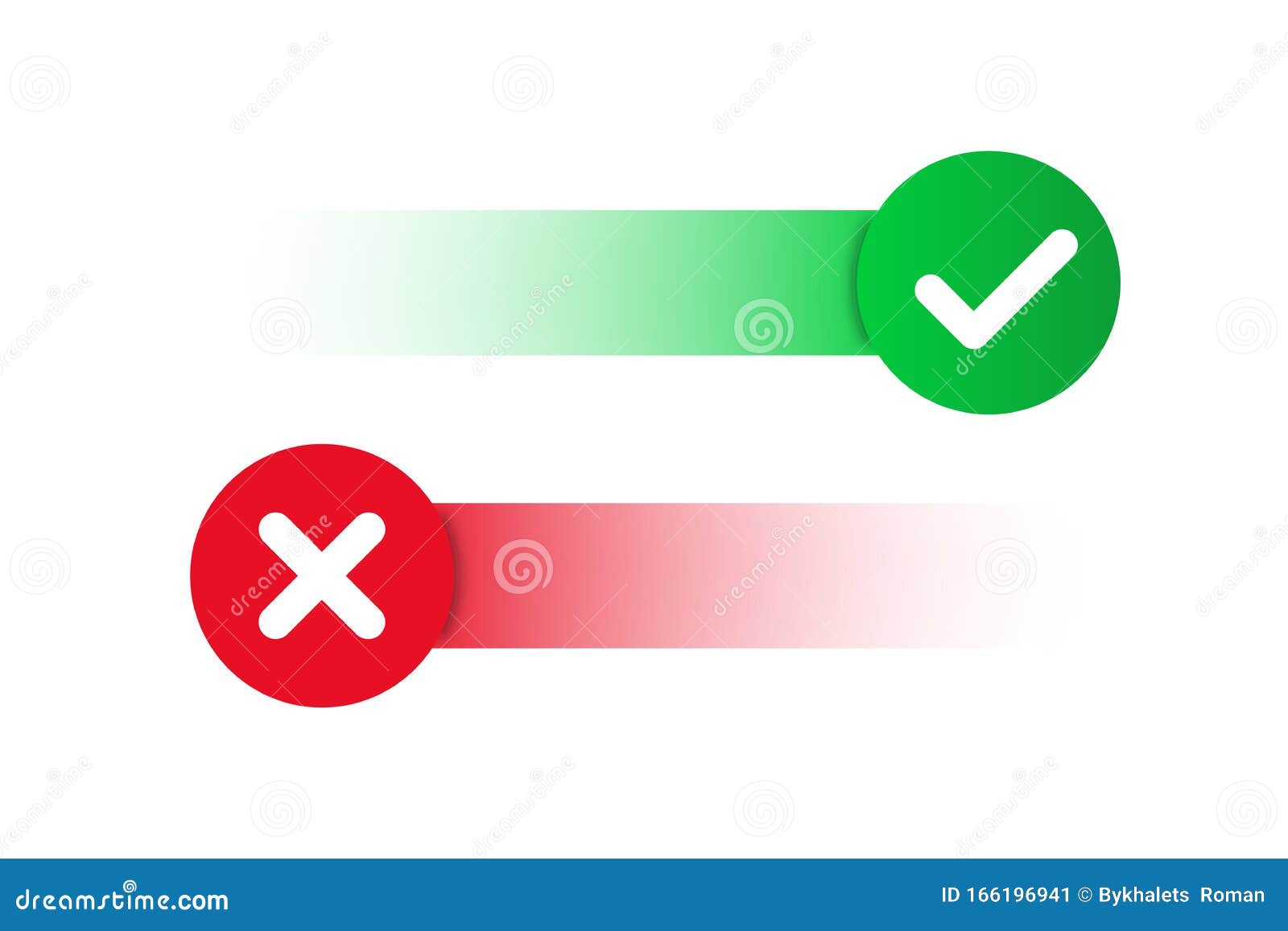 Green Checkmark and Red Cross with Moving Place. X and V Symbols for ...