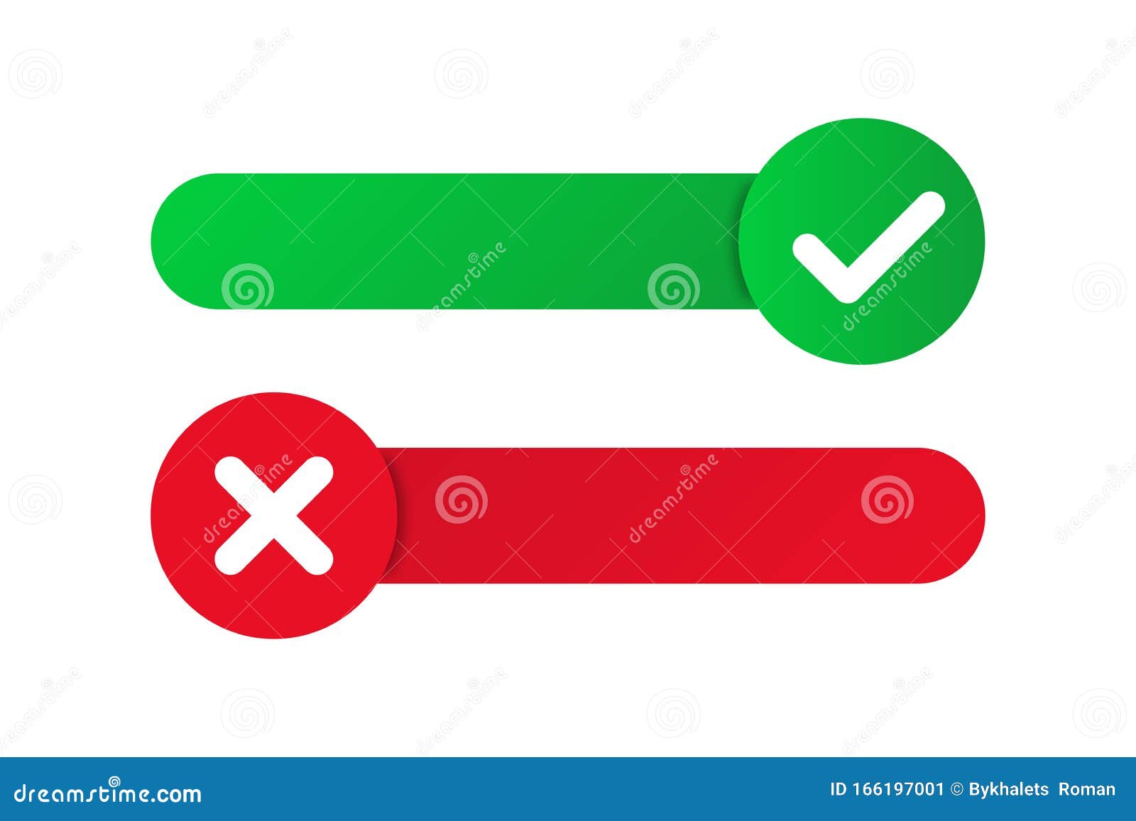 Green Checkmark And Red Cross With Moving Place. X And V Symbols For ...