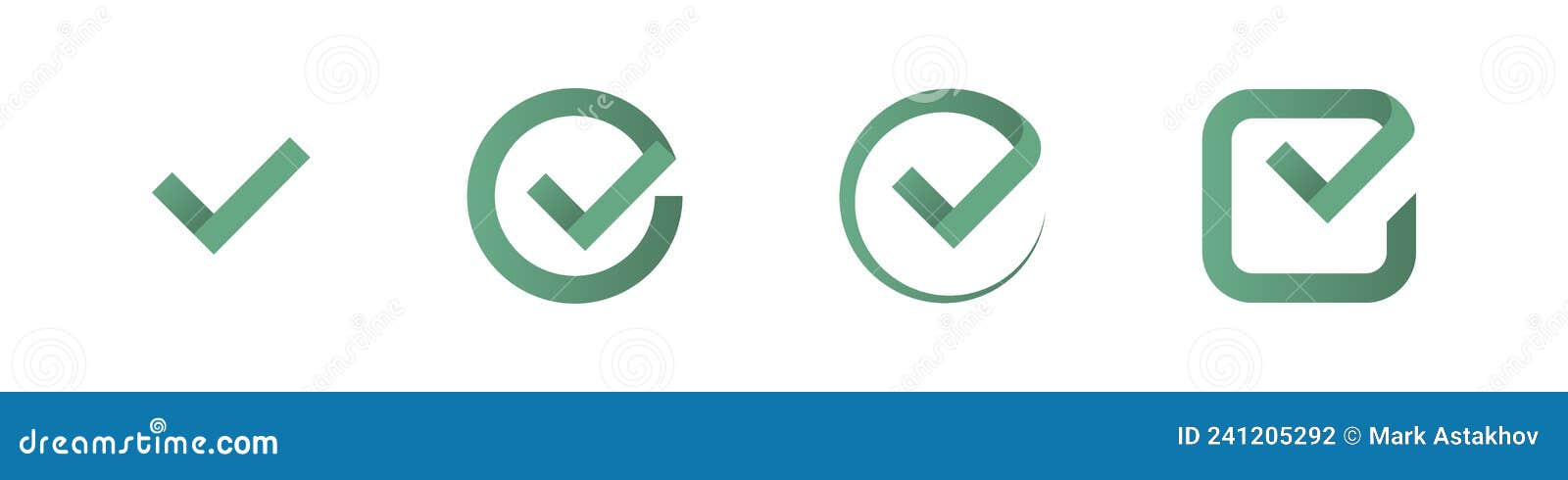 Green Checkmark Set. Gradient Check Mark Icons Stock Vector ...