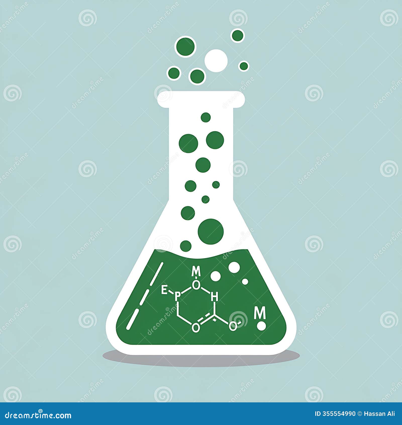 Green Chemistry Reaction Erlenmeyer Flask, Bubbles, Molecular Formula Stock Photo ...