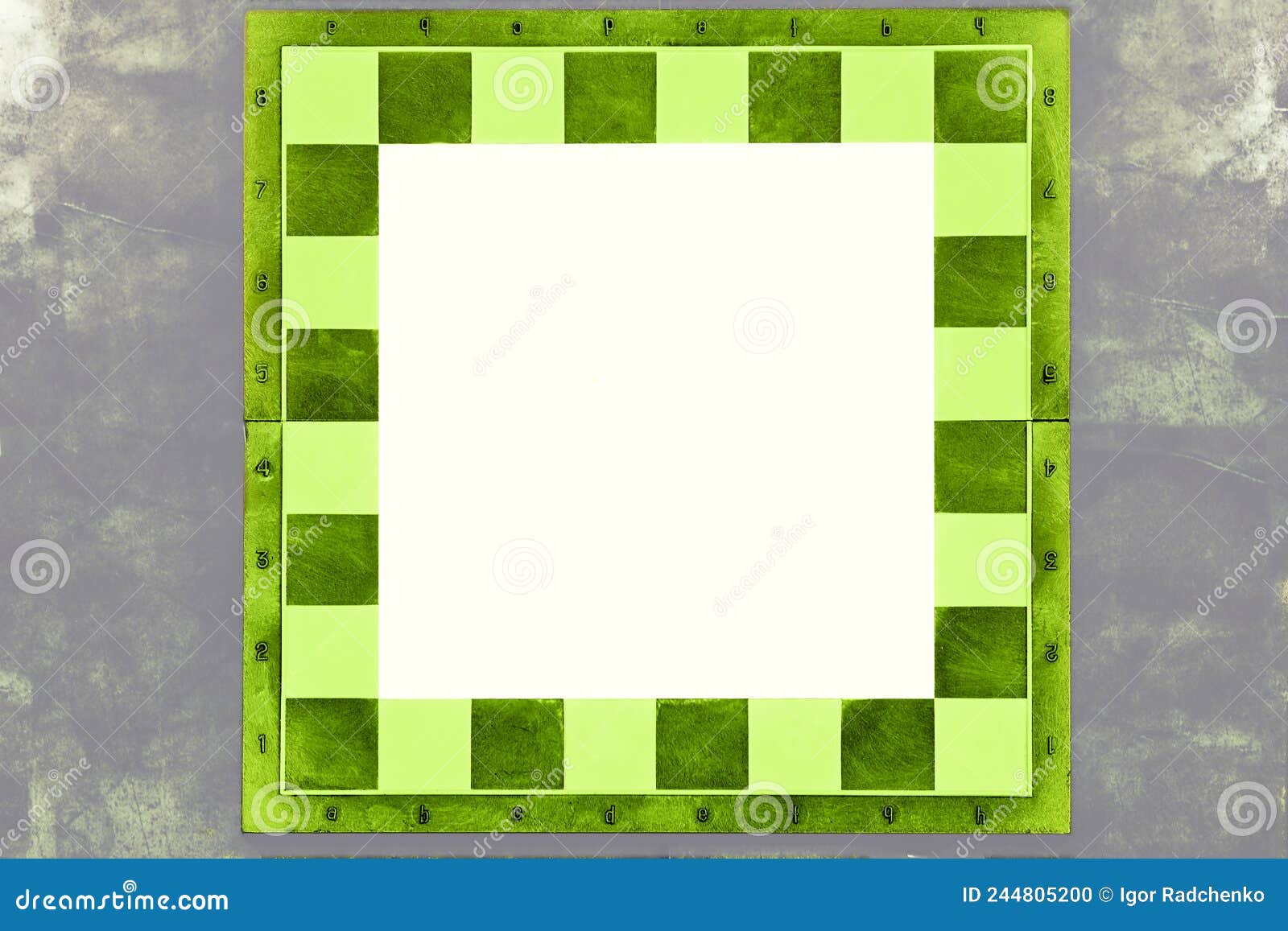 Green Chessboard on a Gray Background with Space for Text Stock Photo ...