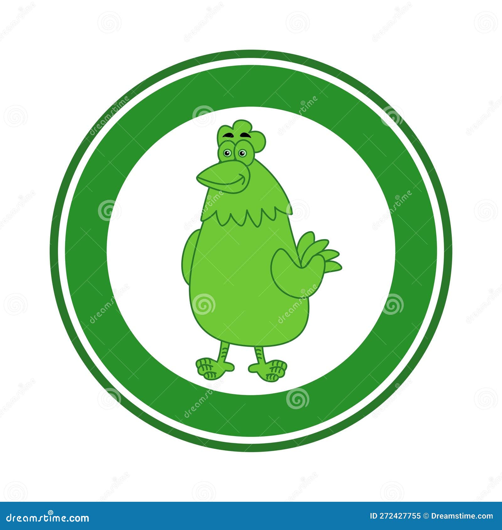Green Chicken in a Circular Panel on a White Background - Vector Stock ...