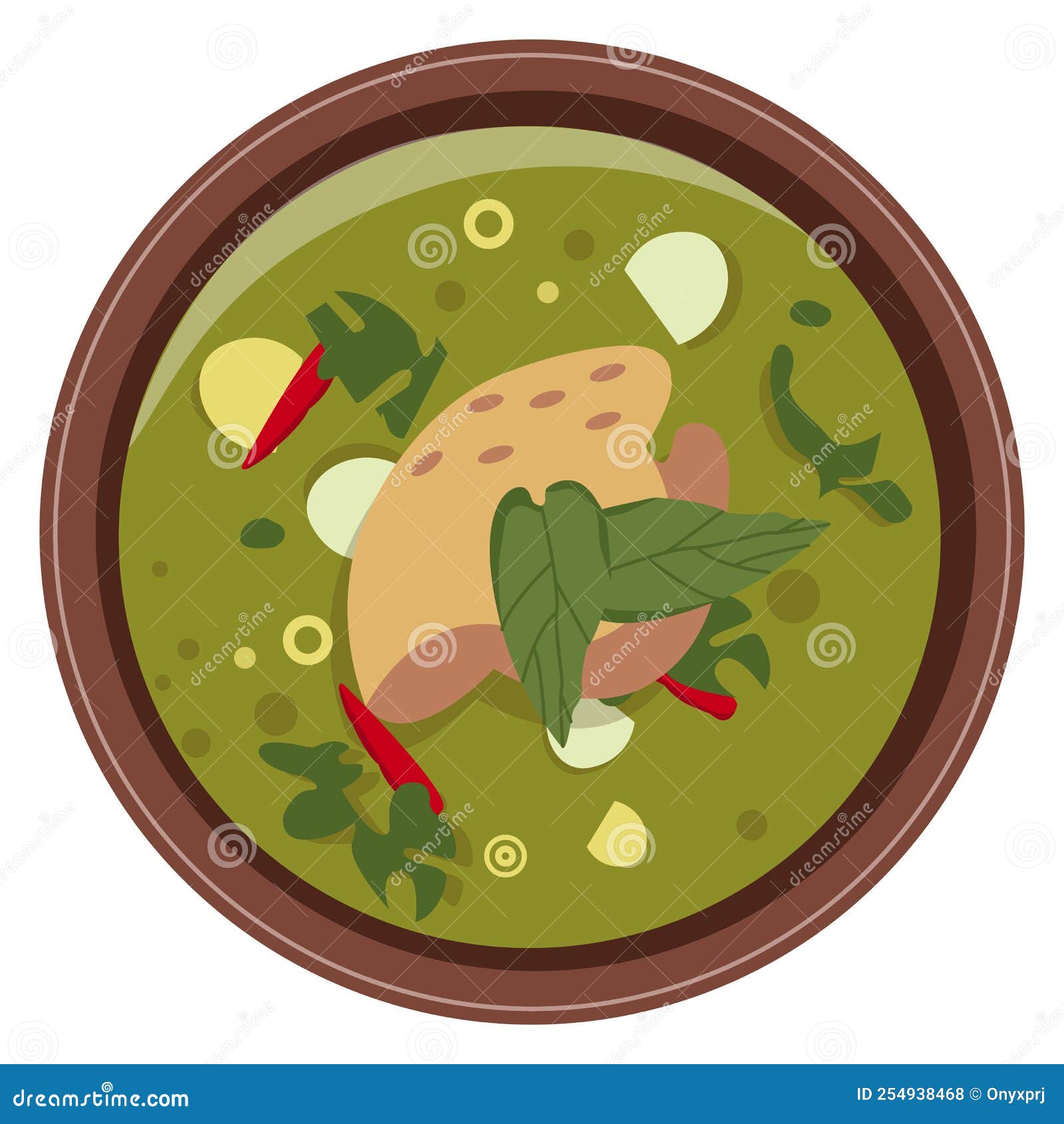Green Chicken Curry Icon. Thai Dish Top View Stock Vector ...