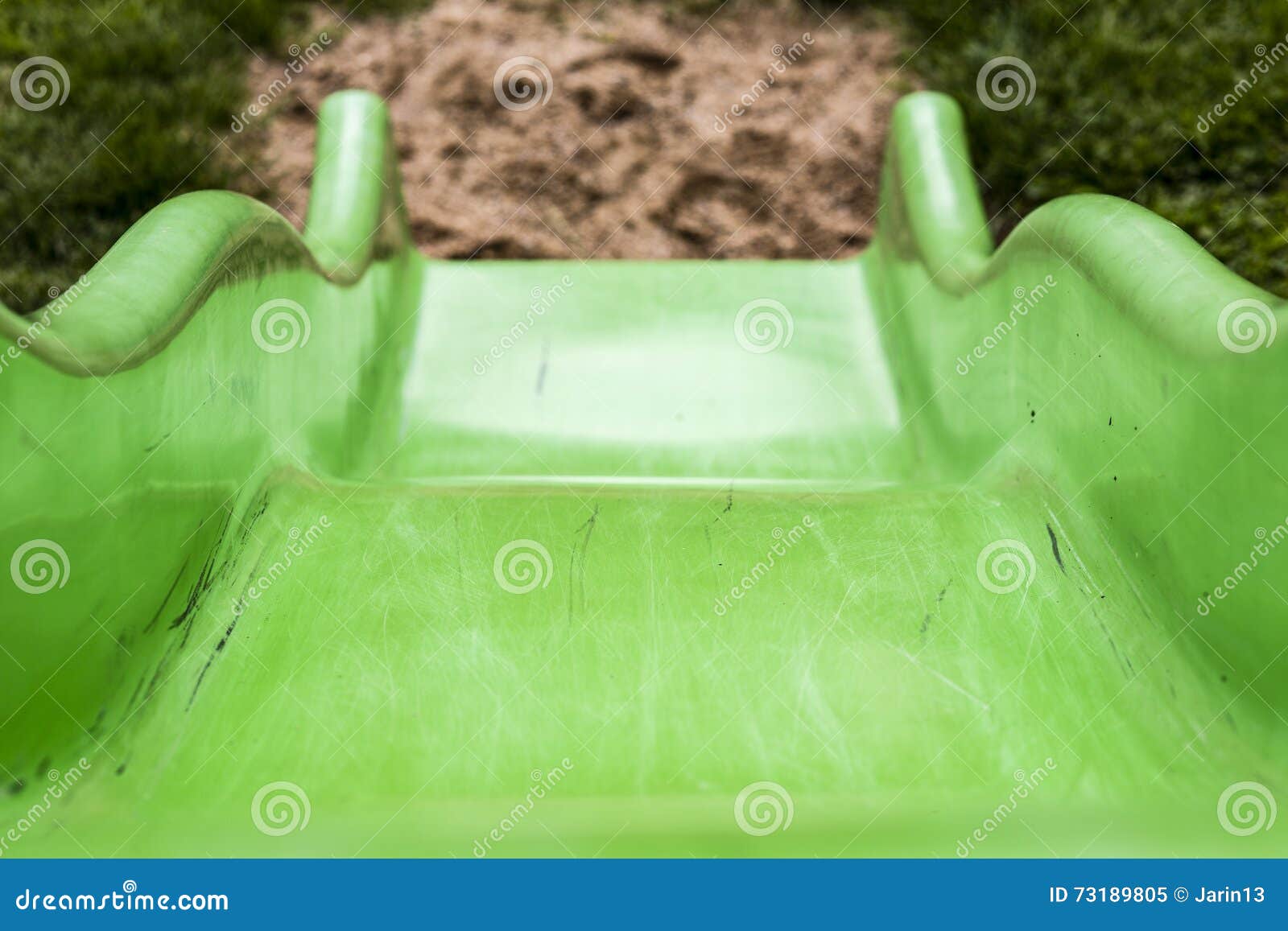 Green Child Slide on Playground Stock Image - Image of slide, game ...