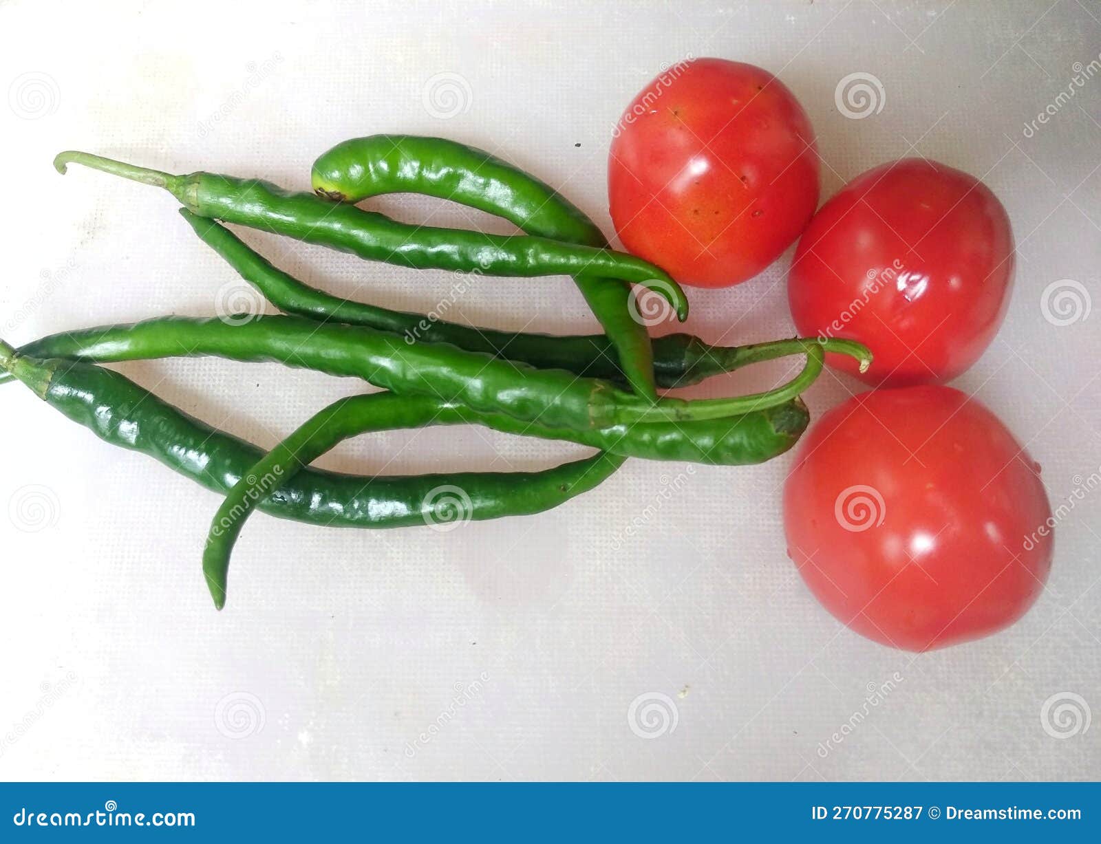 Green Chilli and Fresh Tomato Food Plants Stock Image - Image of flower ...