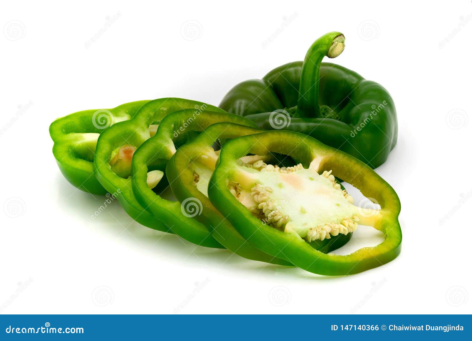 Green Chilli Slices Separated on a White Background Stock Photo - Image ...