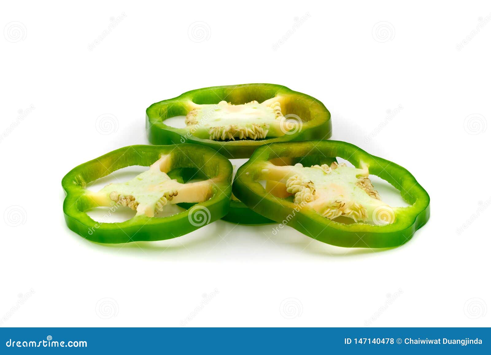 Green Chilli Slices Separated on a White Background Stock Photo - Image ...