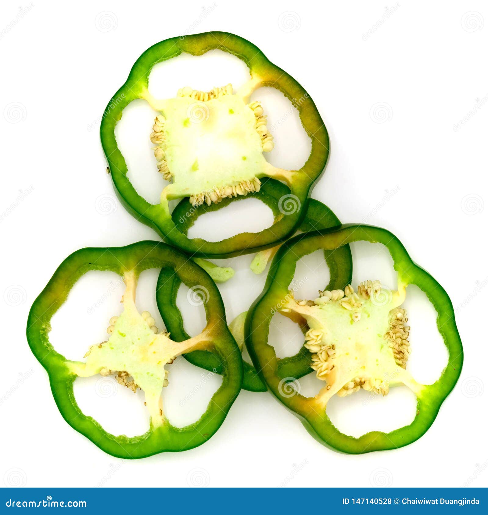 Green Chilli Slices Separated on a White Background Stock Photo - Image ...