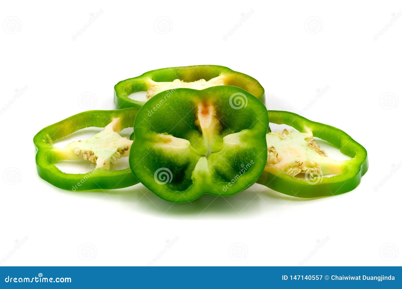 Green Chilli Slices Separated on a White Background Stock Image - Image ...