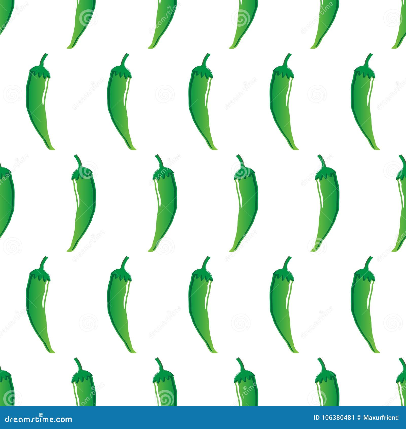 Green Chilli Stock Seamless Pattern on White Background Stock Vector ...