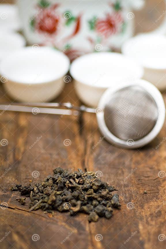 Green chinese tea set stock photo. Image of asia, strainer - 13937792