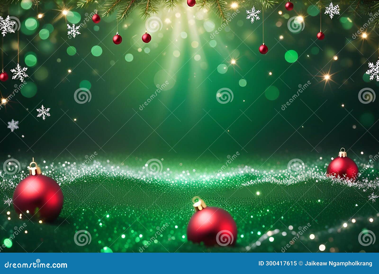 Green? Christmas Background Decorated with Christmas Tree and Balls ...