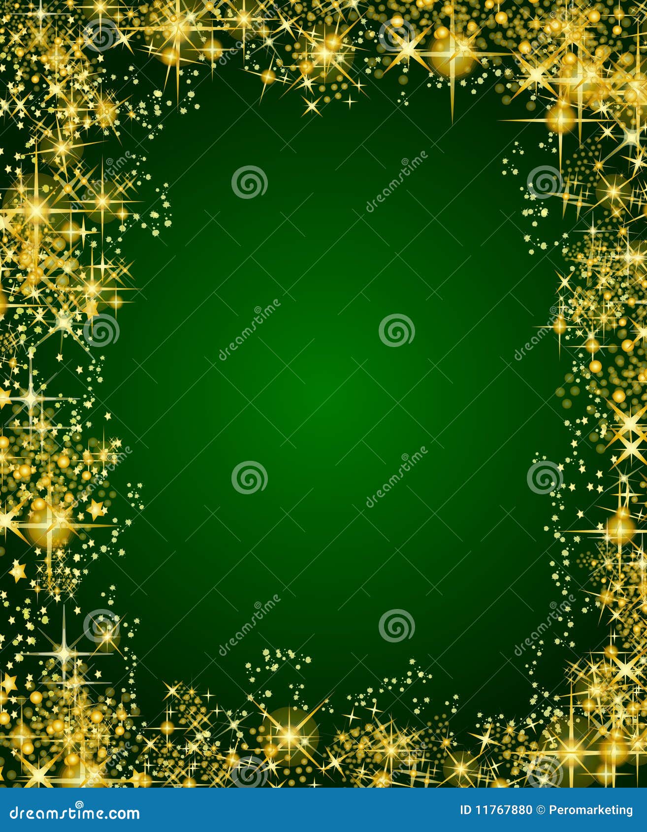 Green Christmas Frame with Stars Stock Illustration - Illustration of ...