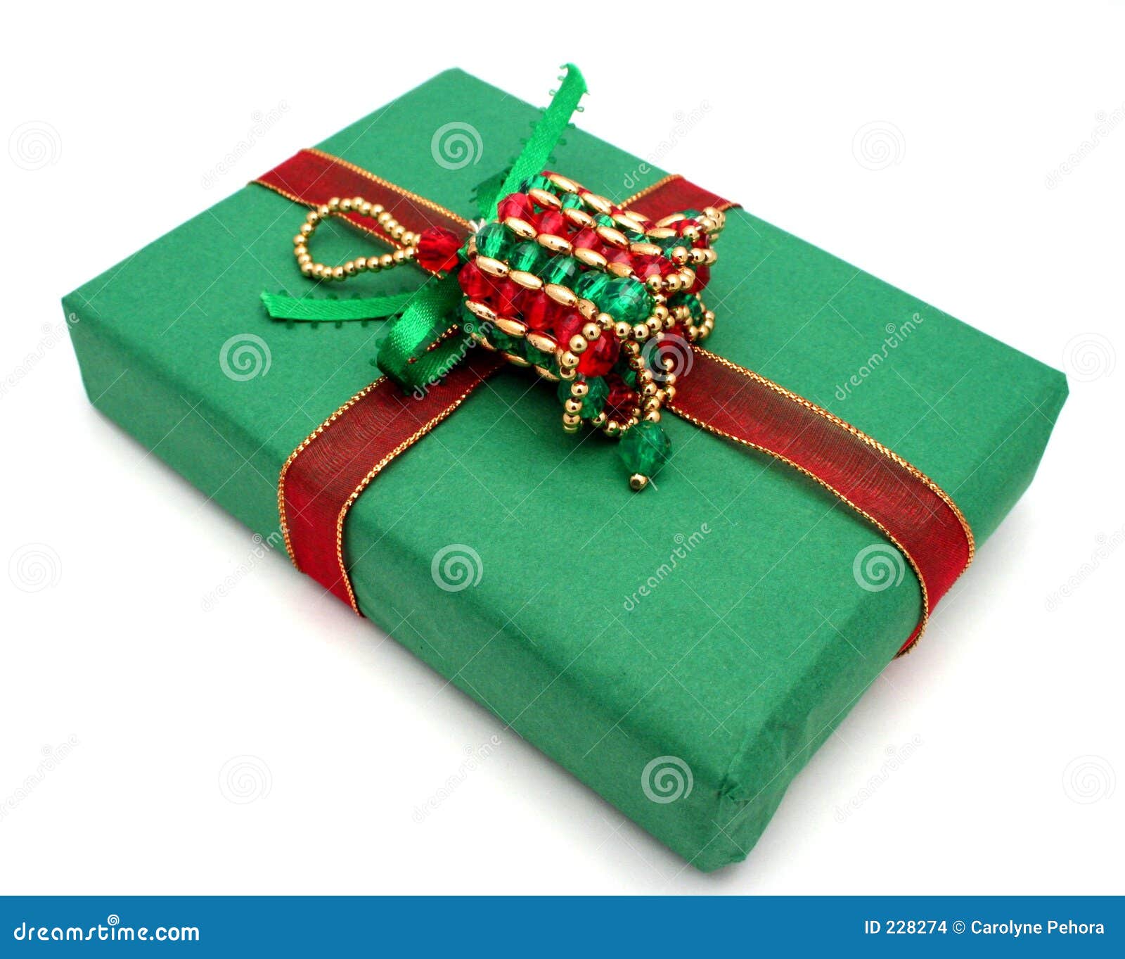 Green Christmas Present stock photo. Image of holiday, beaded - 228274