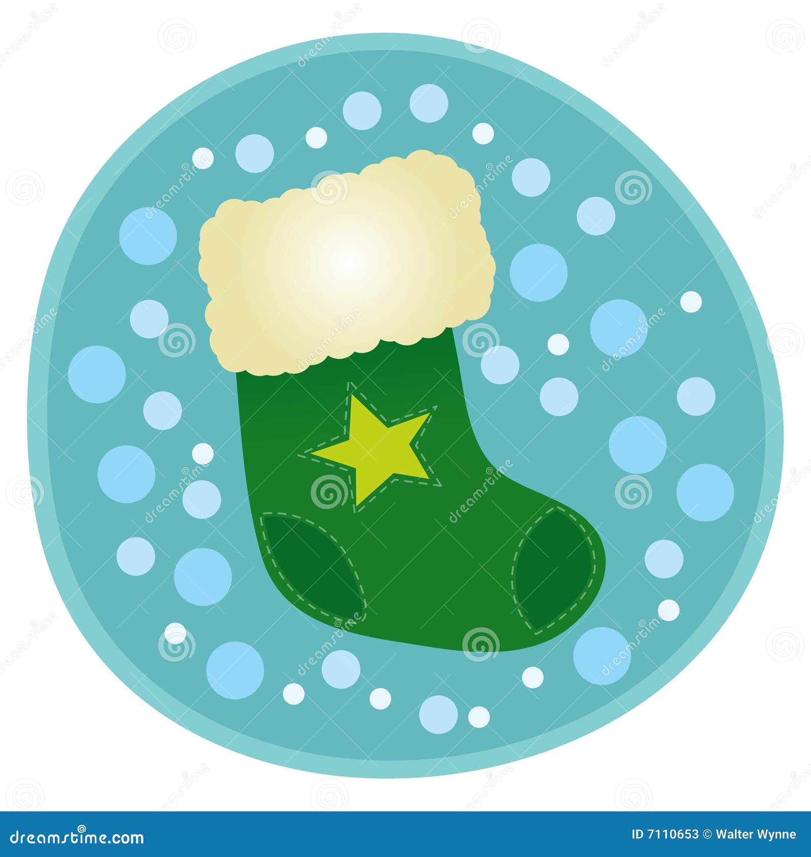 Green Christmas Stocking stock vector. Illustration of stitch - 7110653